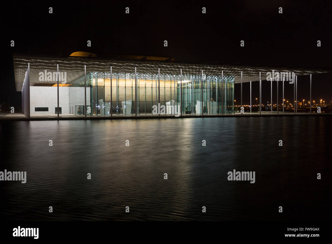 The National Theatre of Bahrain at night, Manama, Bahrain Stock Photo ...