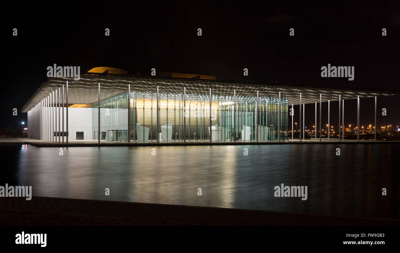 The National Theatre of Bahrain at night, Manama, Bahrain Stock Photo ...