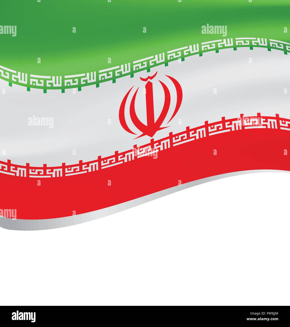 Waving flag of Iran isolated on white background Stock Vector Image ...
