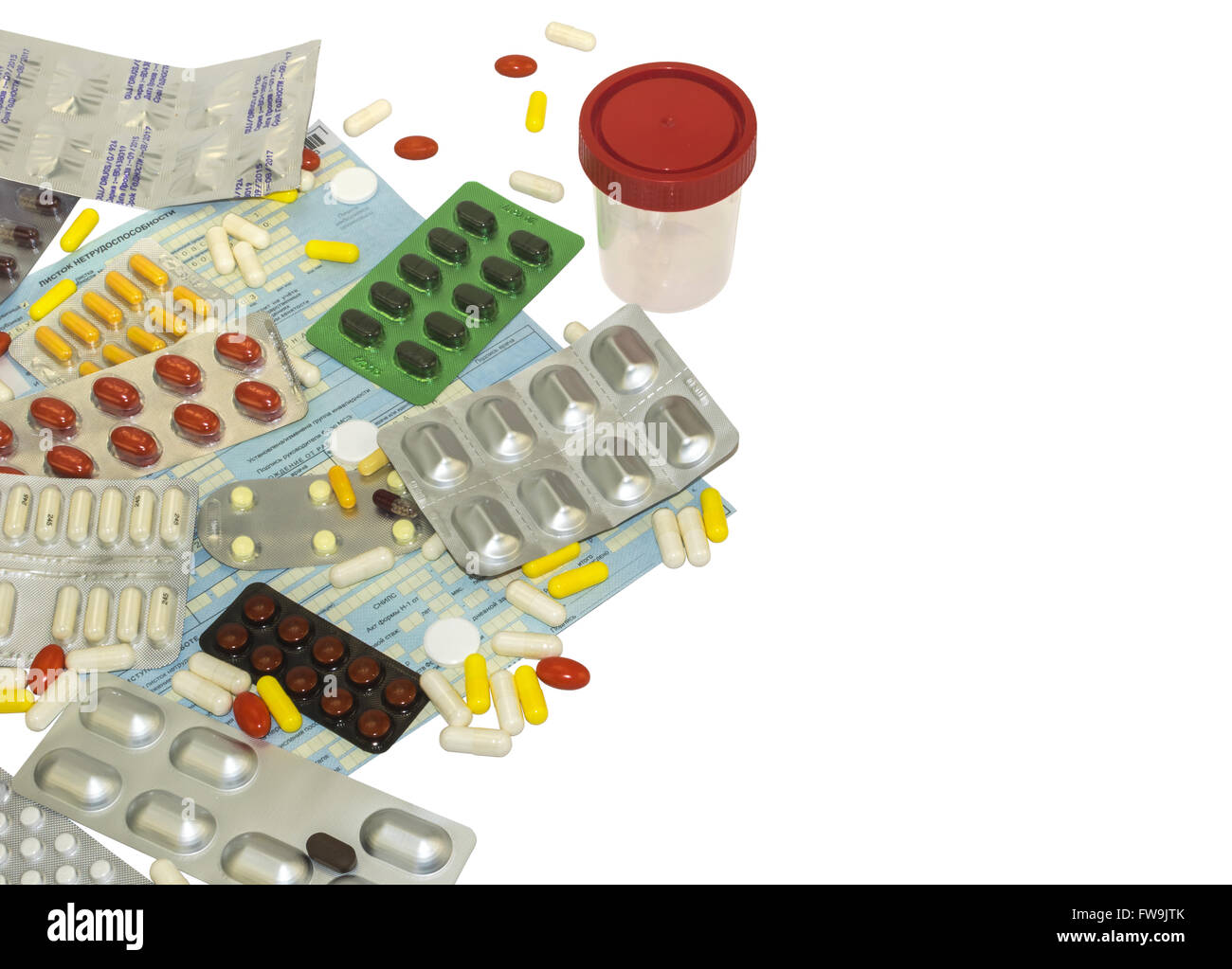 Template of bags with color pills and container for printing or web ...