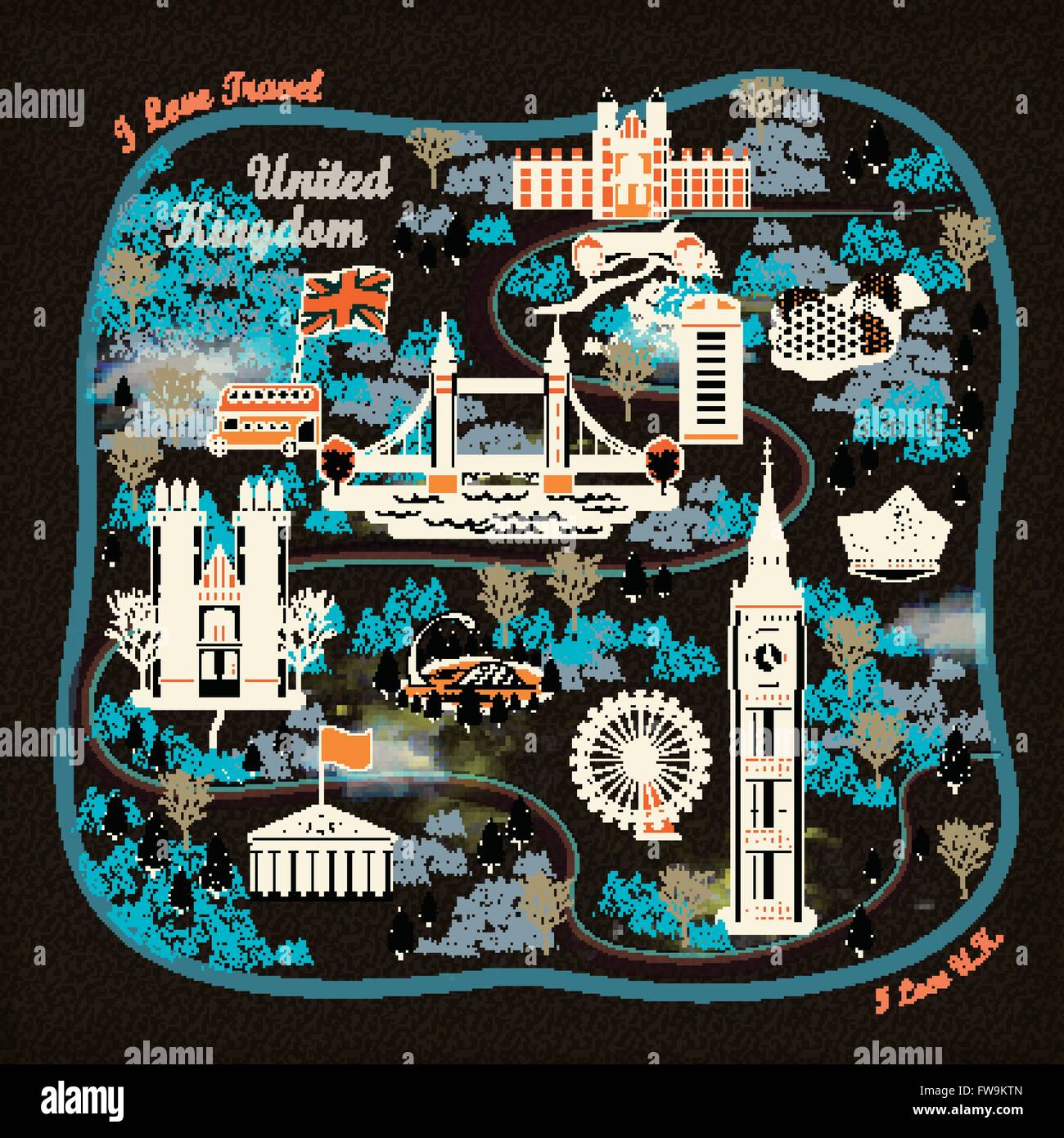 England attractions Stock Vector Images - Alamy