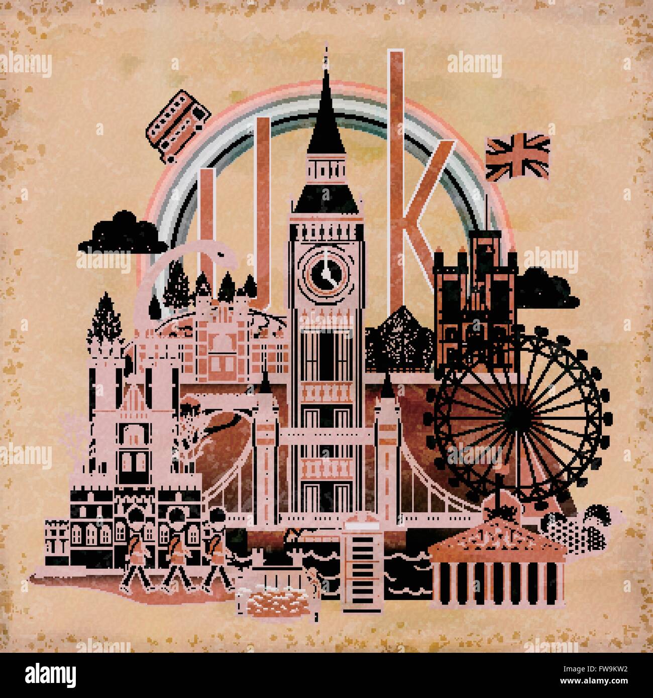 Vintage uk travel poster Stock Vector Images - Alamy