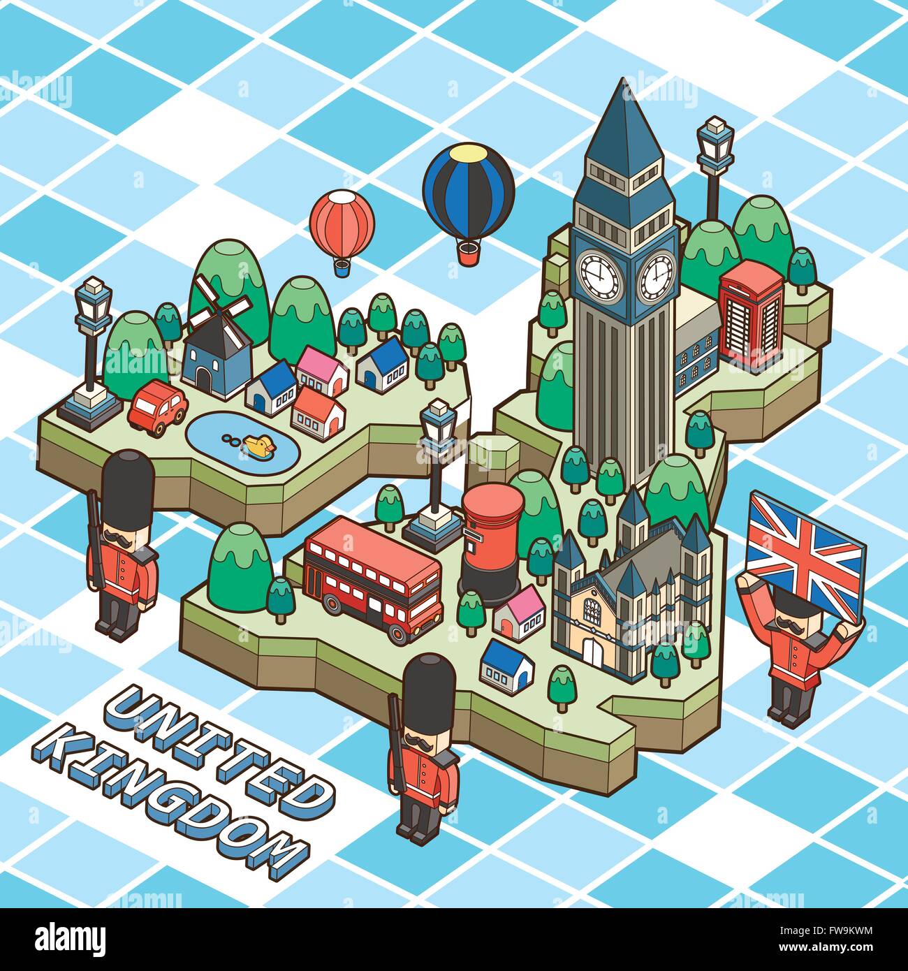 United Kingdom travel poster in 3d isometric flat design Stock Vector ...