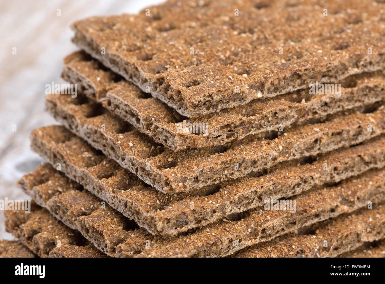 dry rye crispbread on an vintage wooden table Stock Photo - Alamy