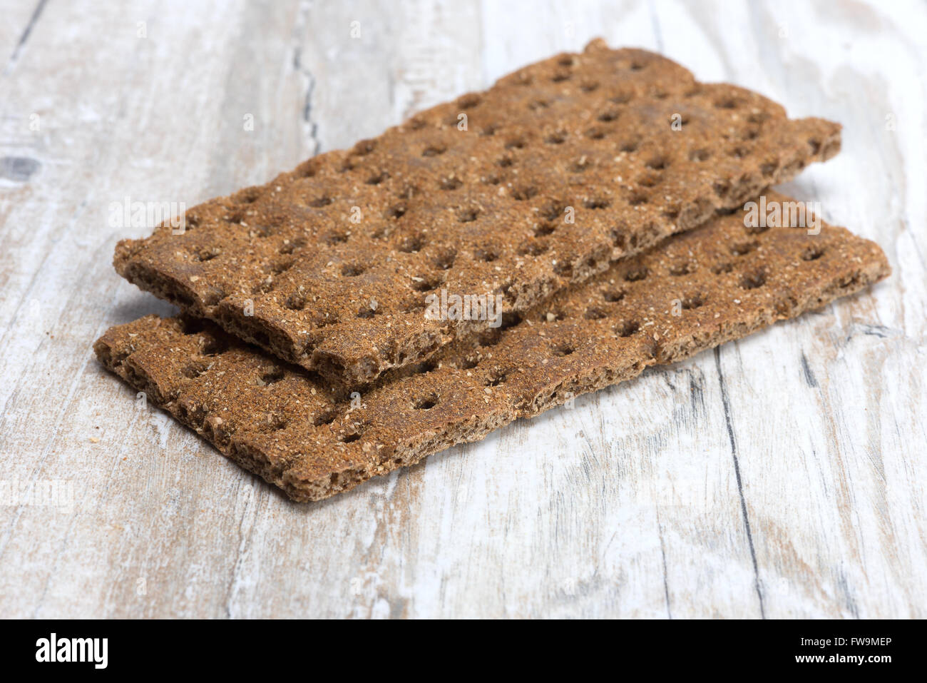 dry rye crispbread on an vintage wooden table Stock Photo - Alamy