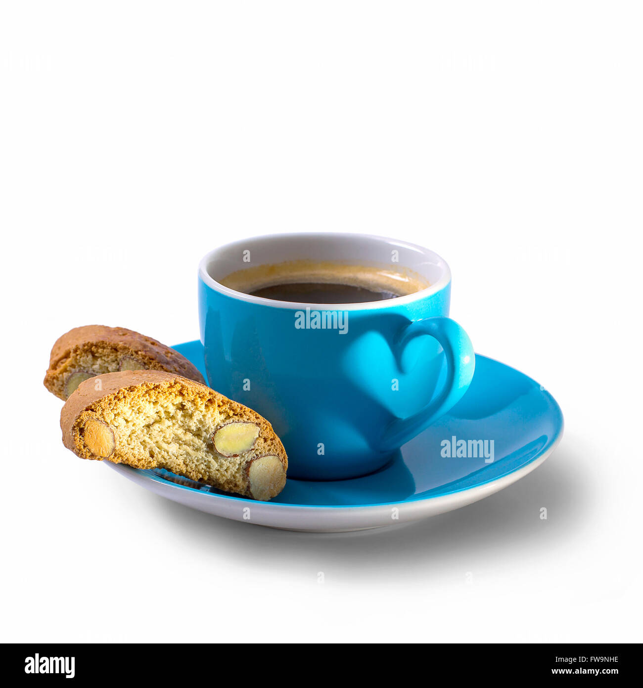 Eespresso and cantuccini with shadow in heart shape, isolated Stock ...