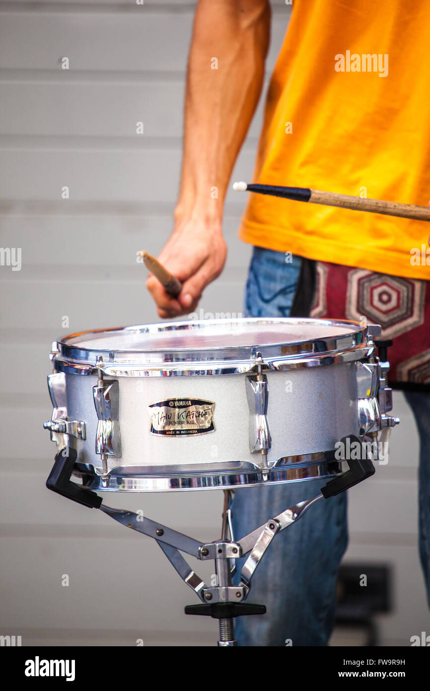 percussion band playing on the street Stock Photo - Alamy