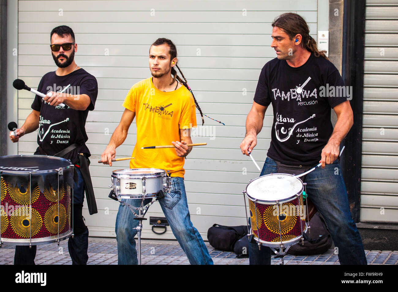 percussion band playing on the street Stock Photo - Alamy