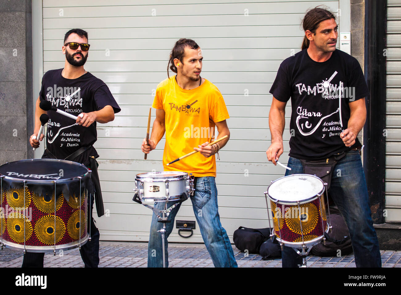 percussion band playing on the street Stock Photo - Alamy