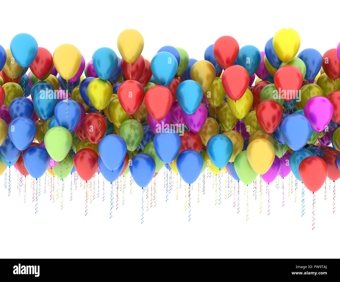 Row of multi color party balloons Stock Photo - Alamy