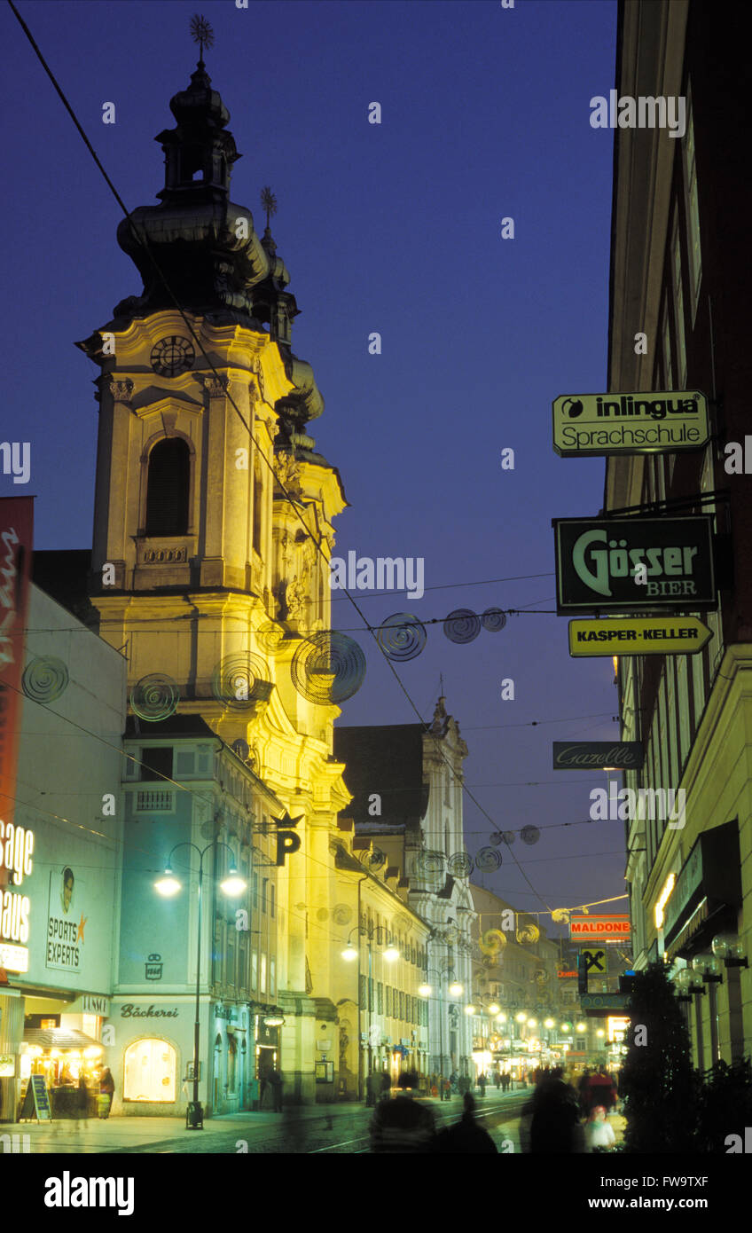 Europe, Austria, Linz, the Ursulinen church in the street Landstrasse. Europe, Oesterreich, Linz ...