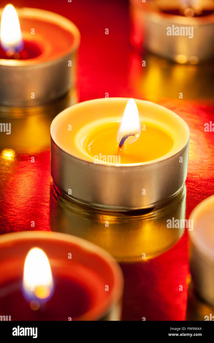 Close up photograph of some colorful candles Stock Photo - Alamy