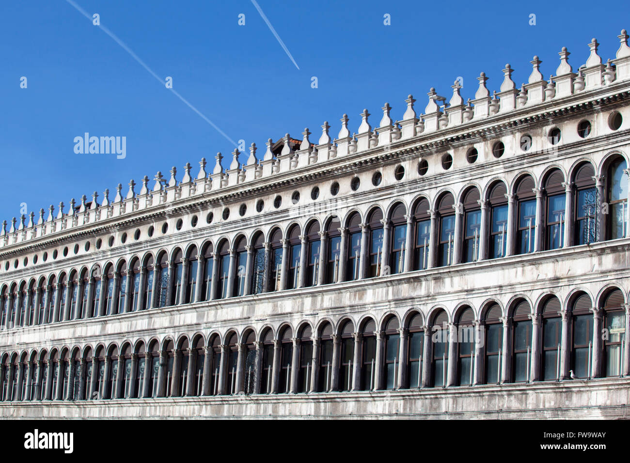 The "Procuratie Vecchie" building exterior facade in Piazza San Marco ...