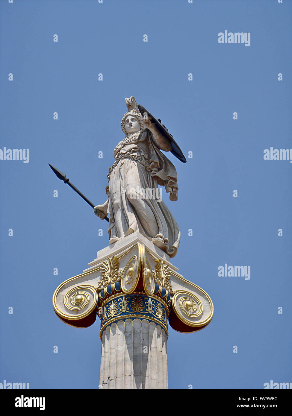 Statue of Athena the defender Academy of Athens, Greece Stock Photo - Alamy