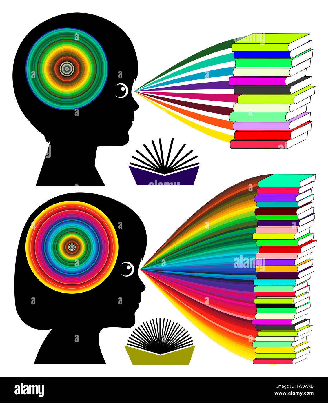 Girl boy reading books Cut Out Stock Images & Pictures - Alamy