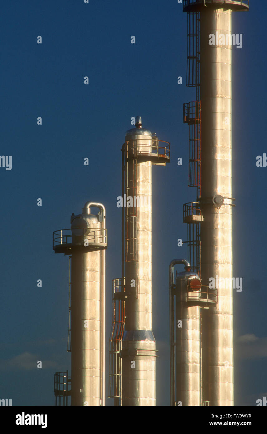 Oil Refinery Fractional Distillation Towers Stock Photo - Alamy
