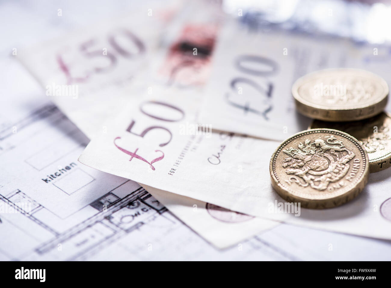 finance concept, British pound sterling coins and notes Stock Photo - Alamy