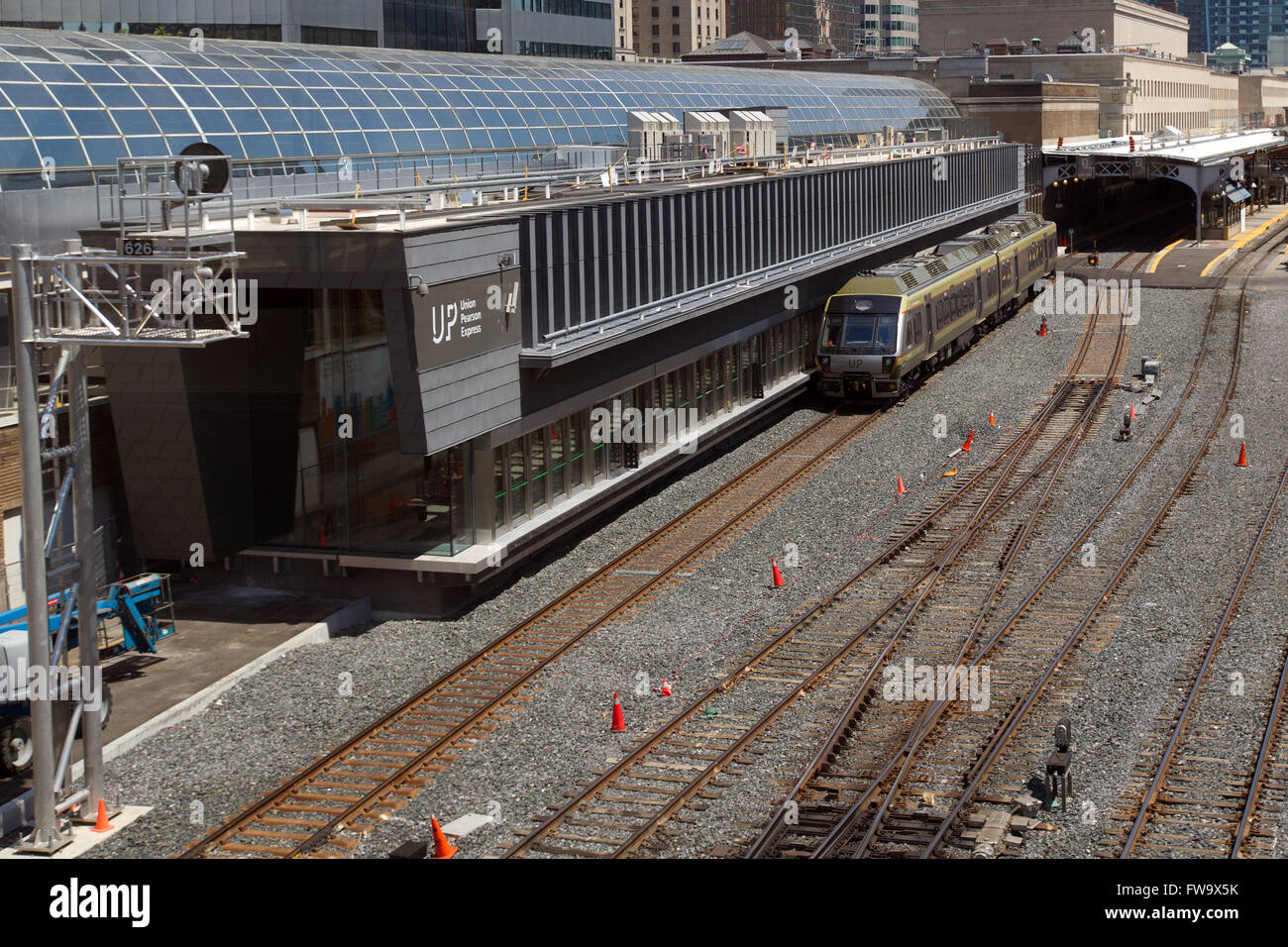 Union Pearson express leaves the Union station in downtown Toronto Ont ...