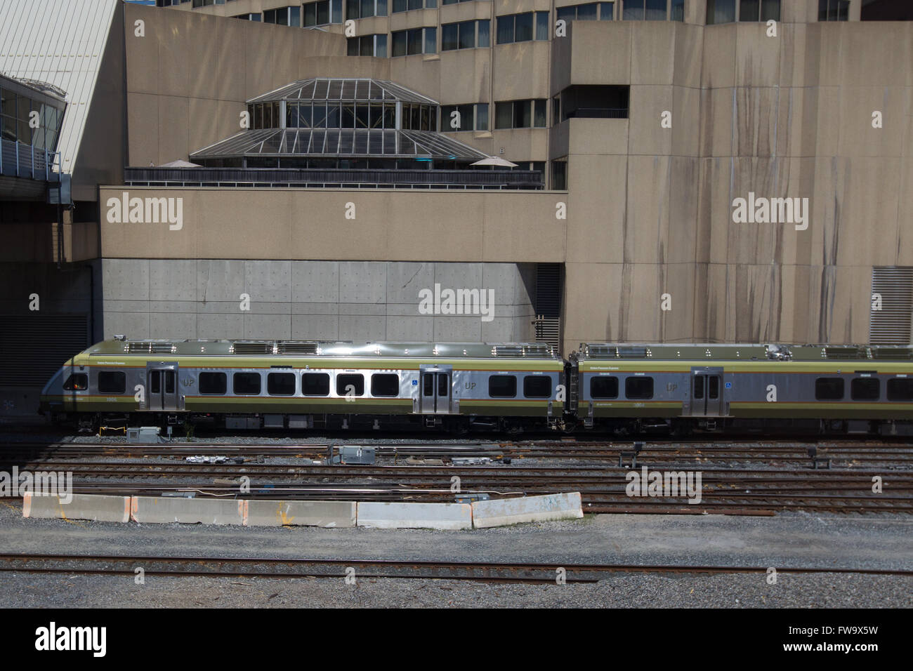 Union Pearson express leaves the Union station in downtown Toronto Ont ...