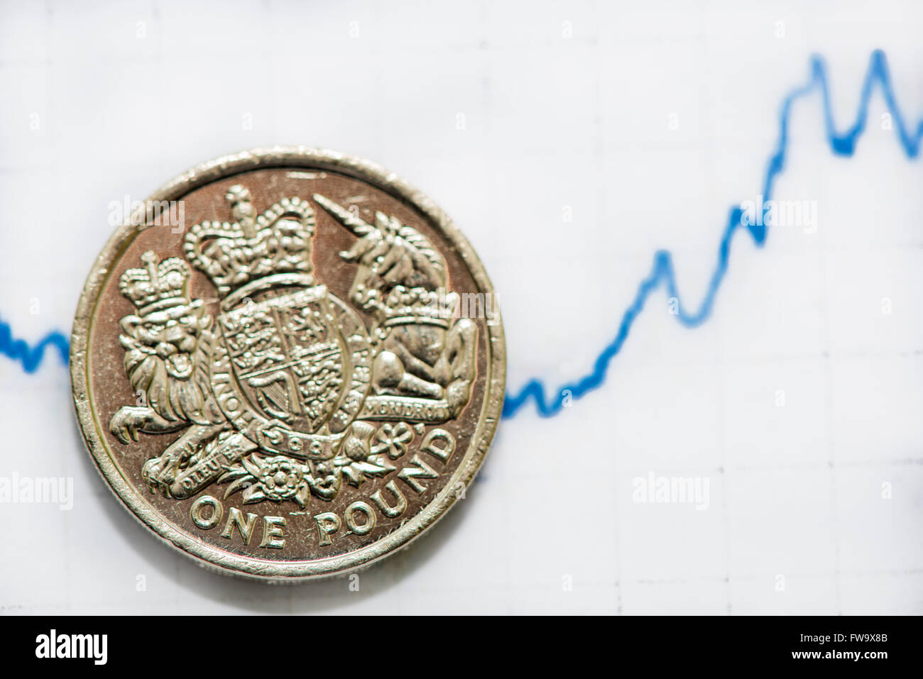 British pound coin over financial growning graph Stock Photo - Alamy