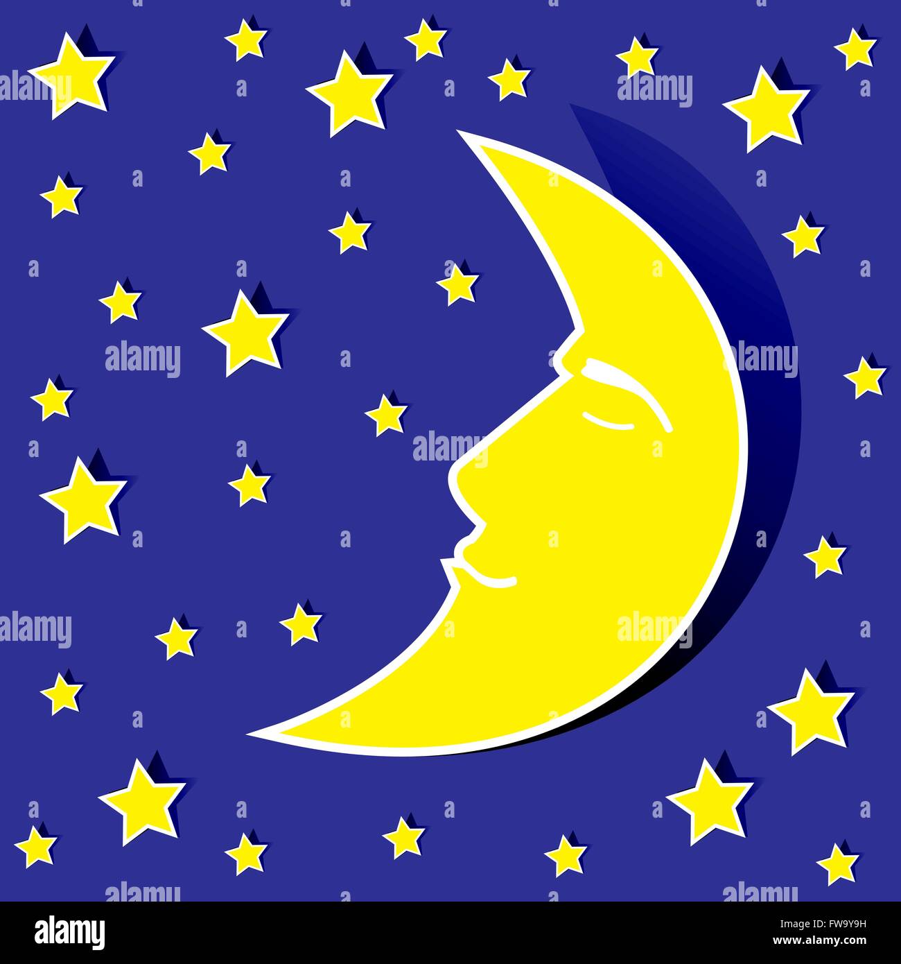 Moon sky stars cloud Stock Vector Images - Alamy