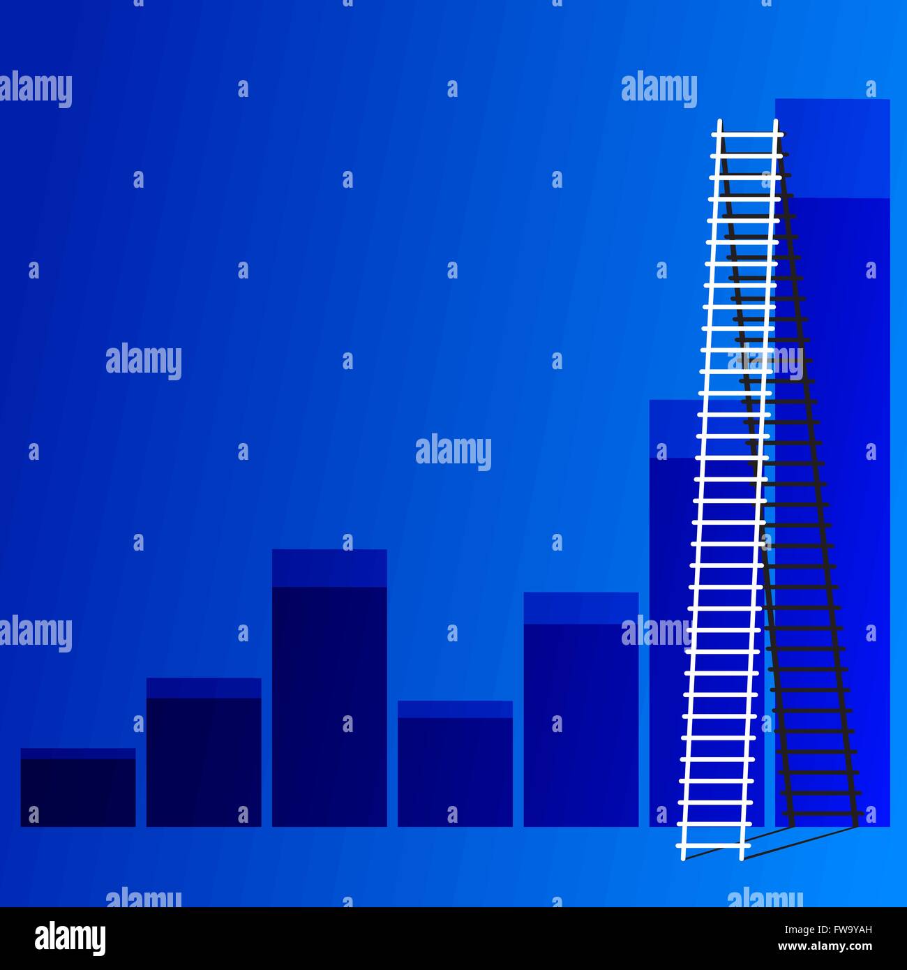 The ladder to take to reach the target. Concept success story of the ...