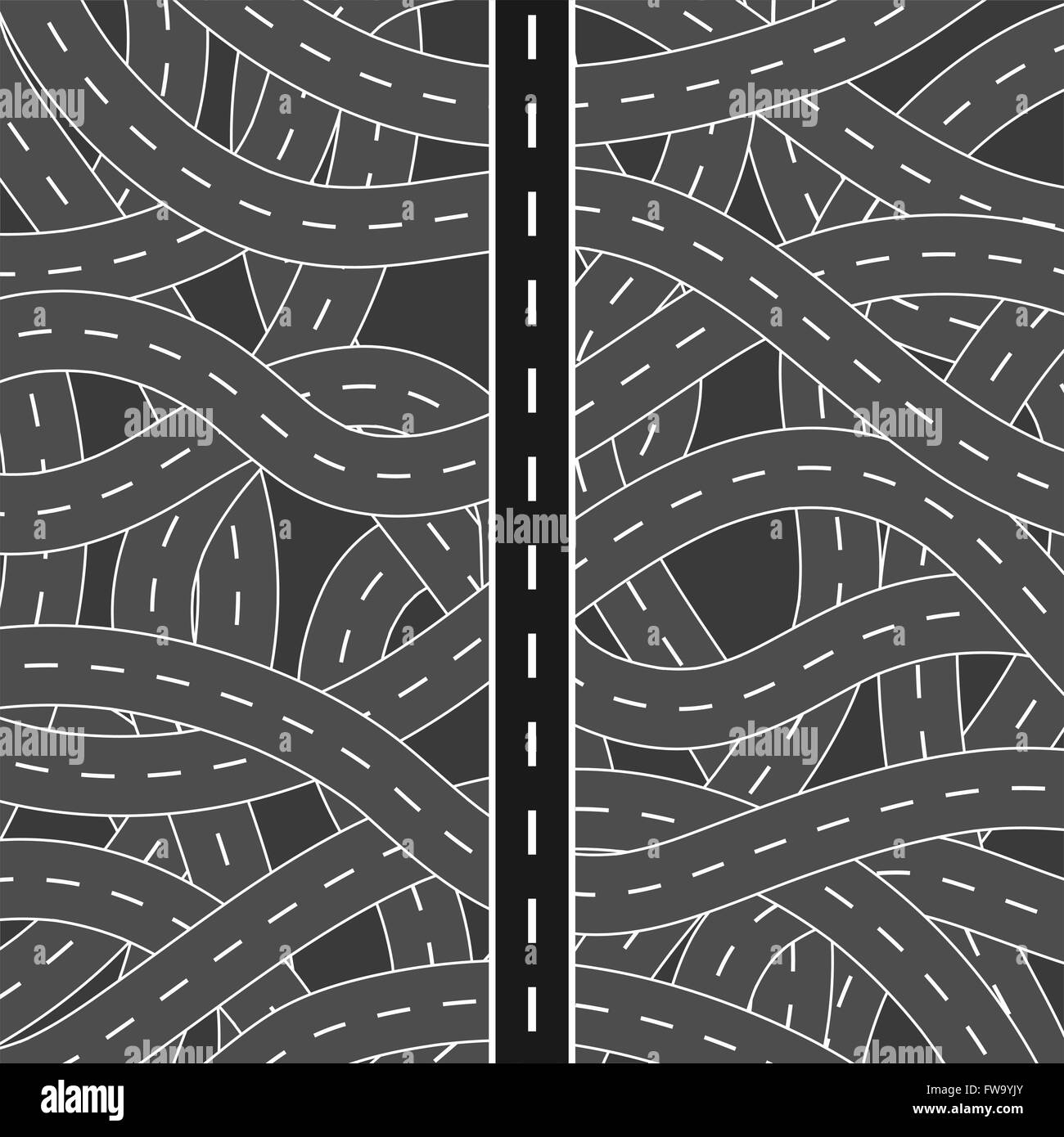 Straight road among curly ones, symbolizing the right way to choose ...