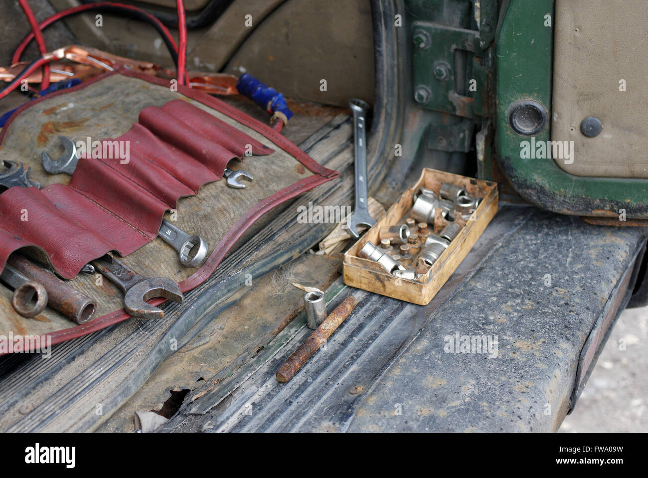 Tools In A Car Boot Stock Photo - Alamy