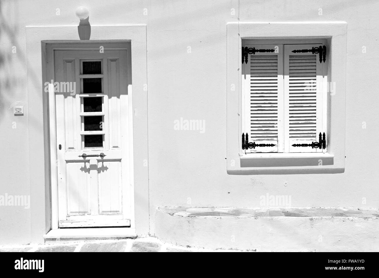 in the greece island window and door white colors old architecture ...