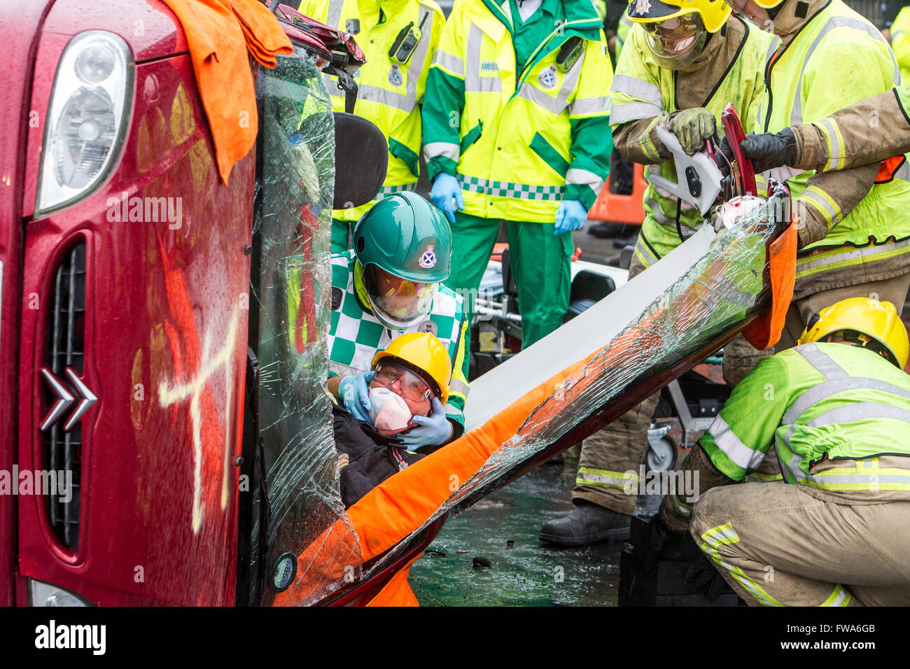 Accident rescue training Stock Photo - Alamy