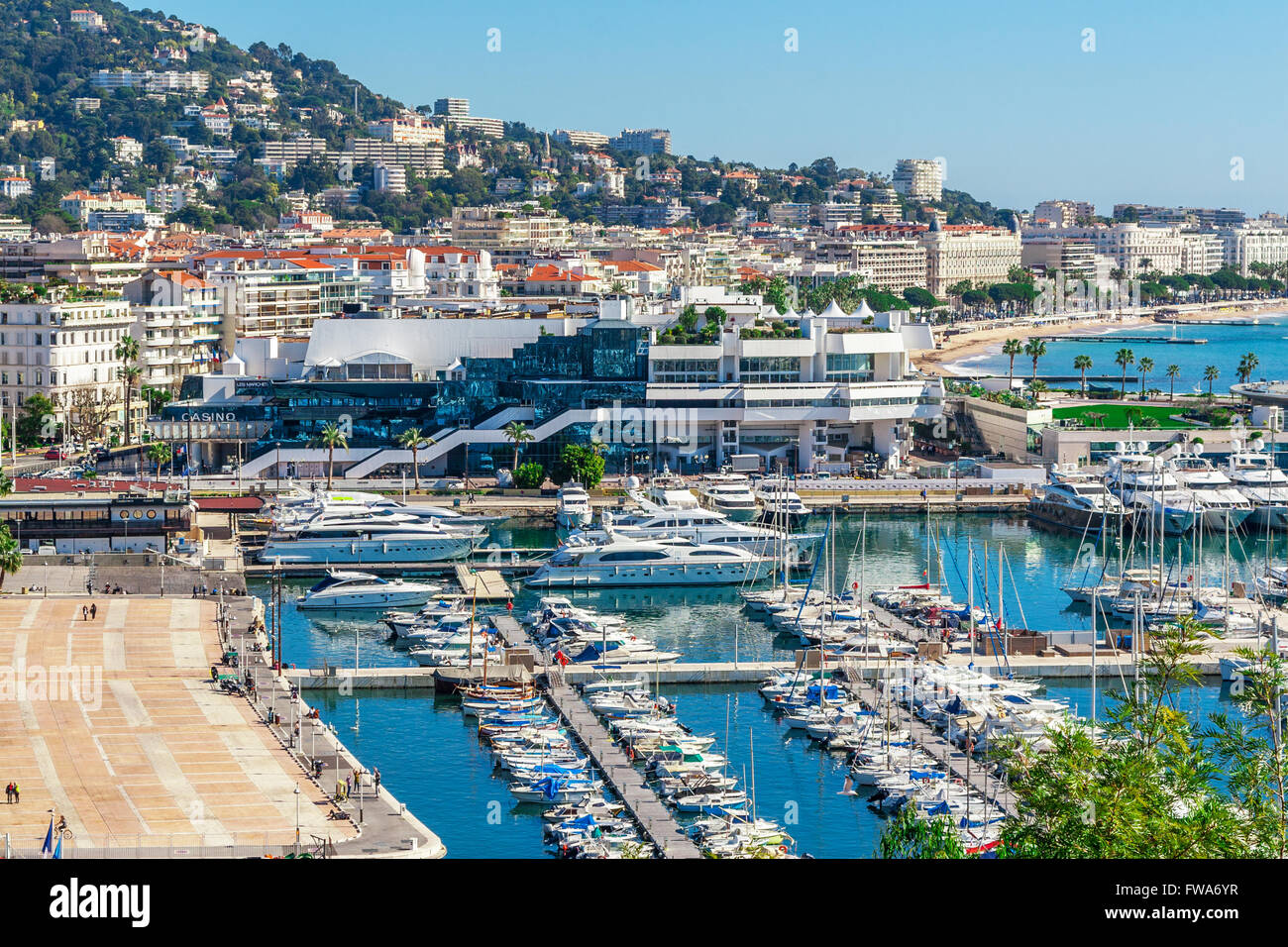 Panoramic view of Cannes, Promenade de la Croisette, the Croisette and ...