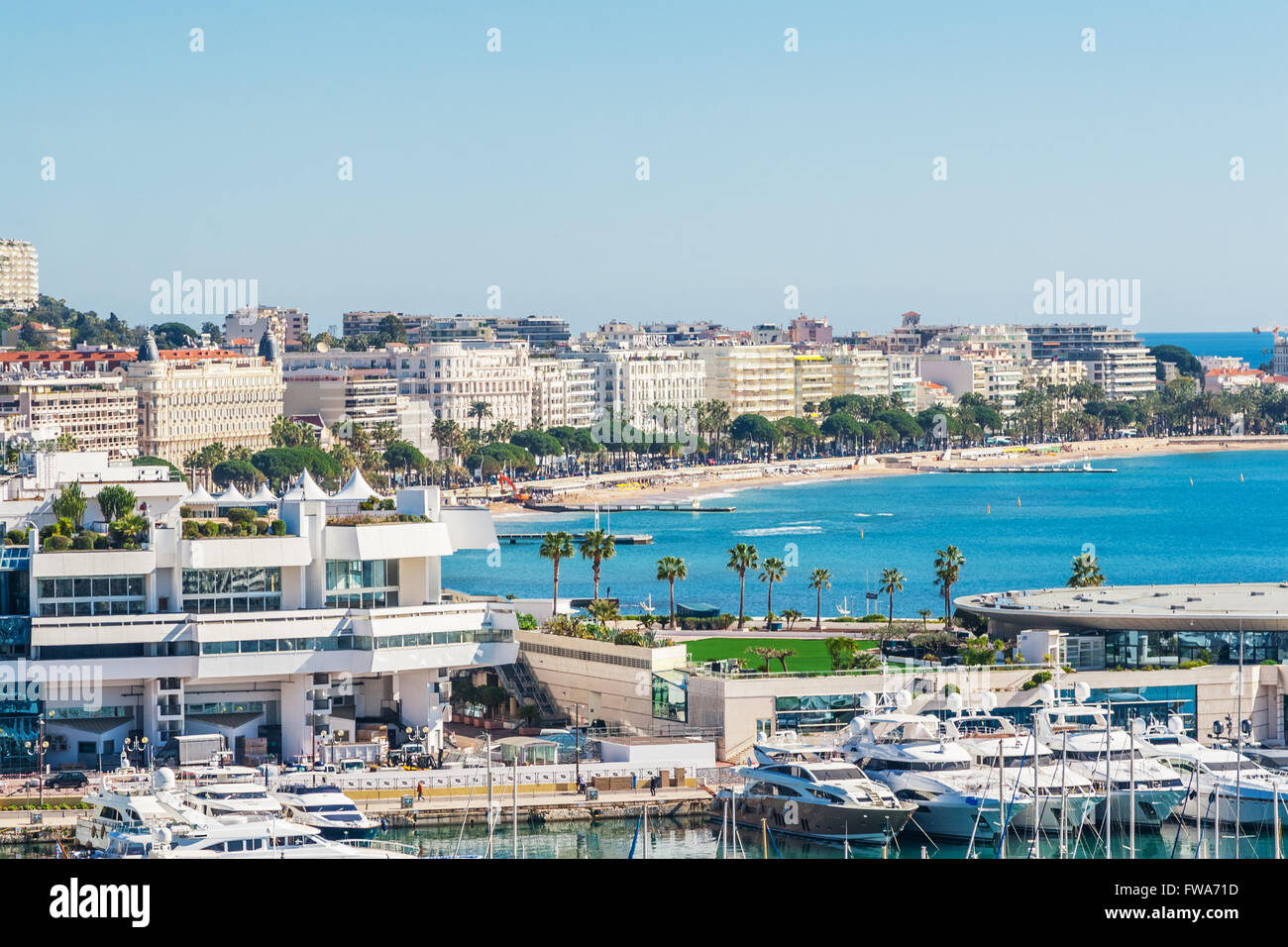 Panoramic view of Cannes, Promenade de la Croisette, the Croisette and ...