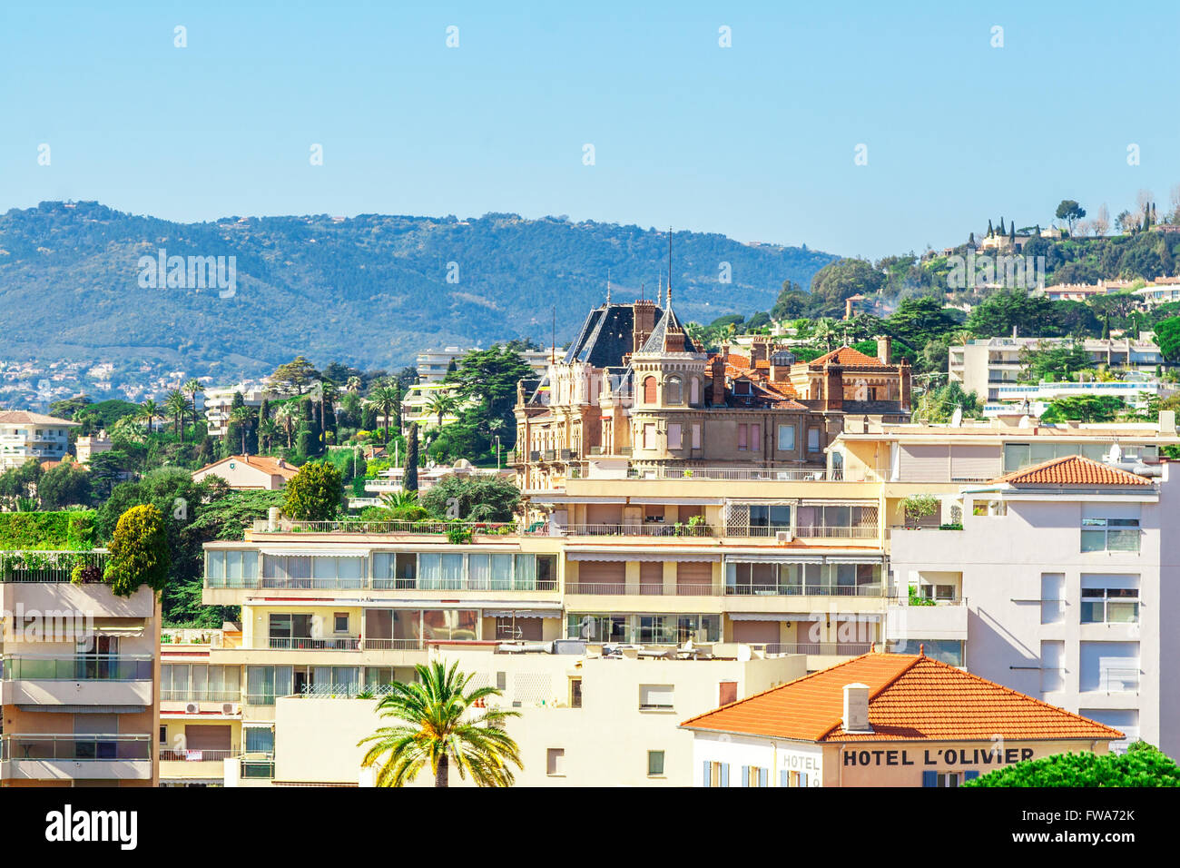 Panoramic view of Le Suquet - the old town of Cannes, France Cote d ...