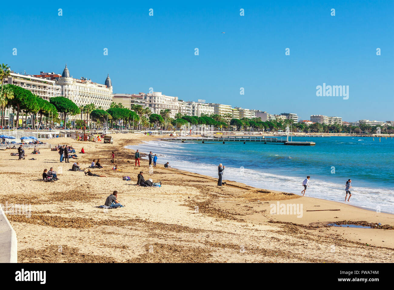 Panoramic view of Cannes, Promenade de la Croisette, the Croisette and ...
