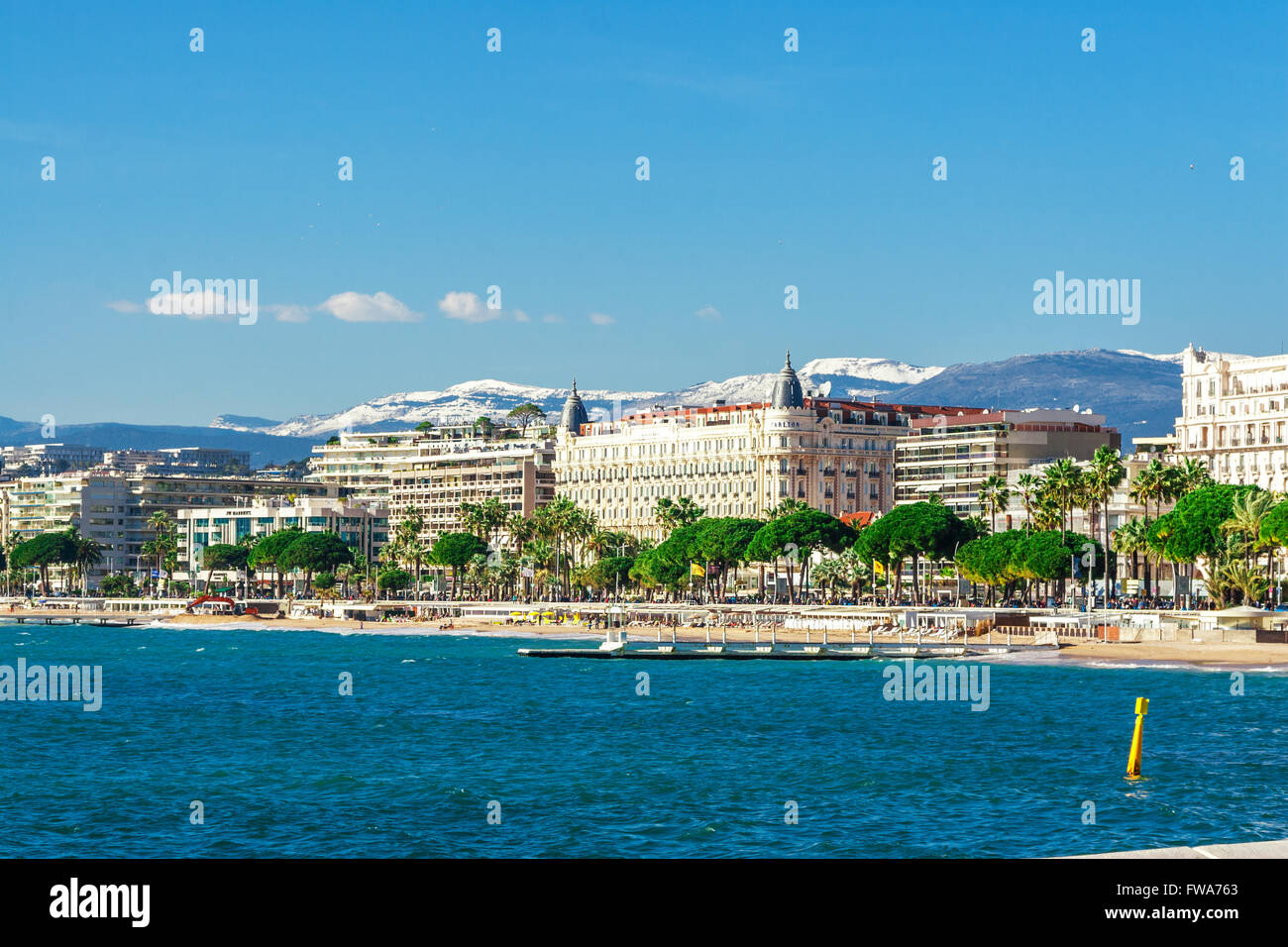 Panoramic view of Cannes, Promenade de la Croisette, the Croisette and ...