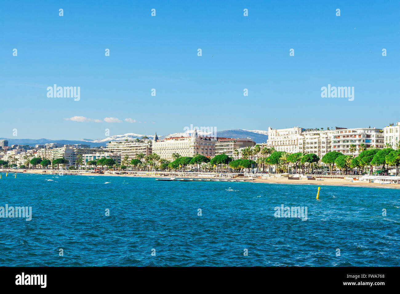 Panoramic view of Cannes, Promenade de la Croisette, the Croisette and ...