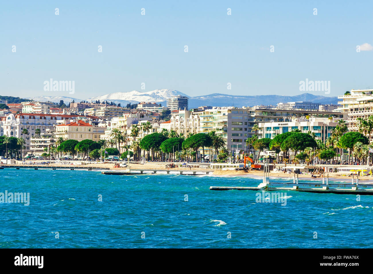 Panoramic view of Cannes, Promenade de la Croisette, the Croisette and ...