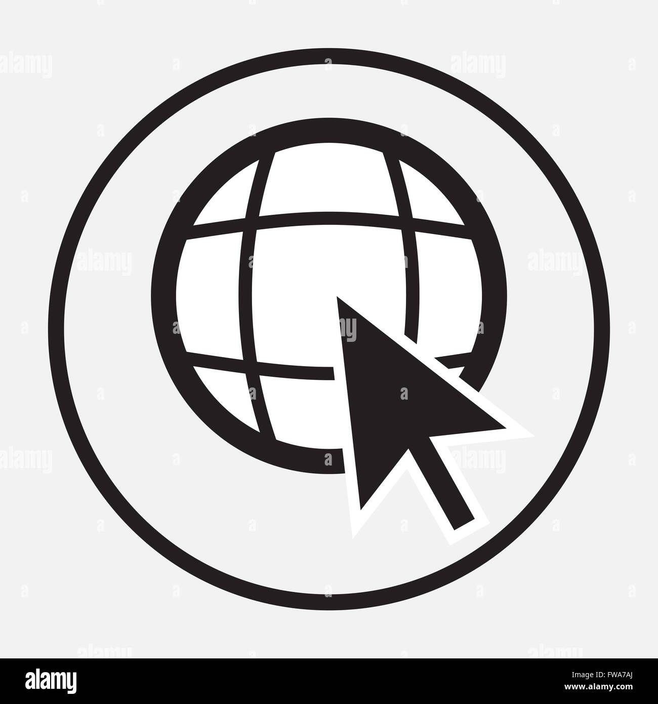Web globe with arrow cursor monochrome. Globe web and world wide web ...