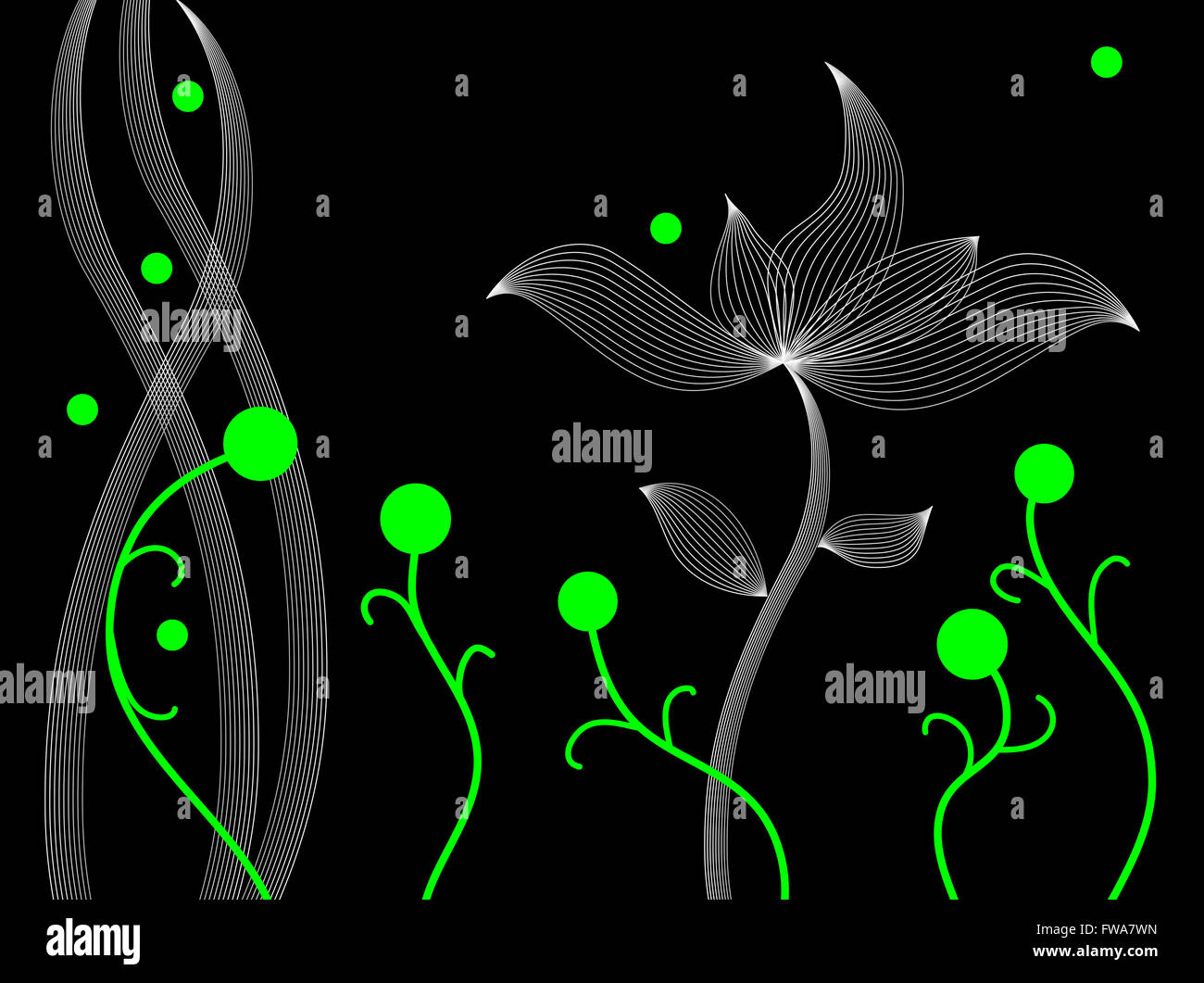 Abstract dancing plants on the black background Stock Photo - Alamy