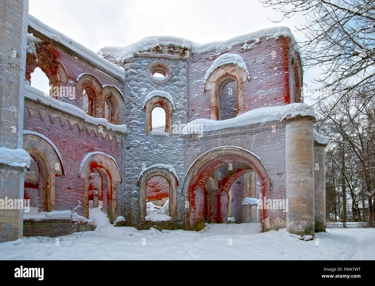 Ruins of a castle in Leningrad Region. Russia Stock Photo - Alamy