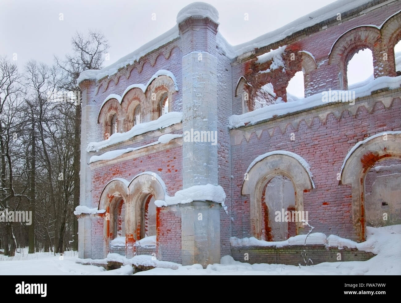 Ruins of a castle in Leningrad Region. Russia Stock Photo - Alamy