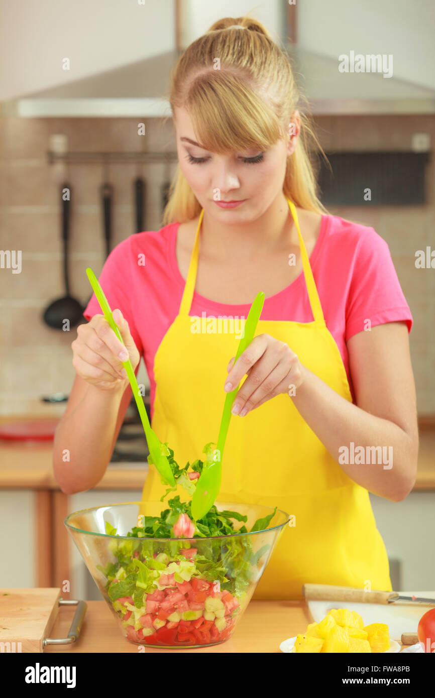 Healthy eating, vegetarian food, cooking, dieting and people concept ...