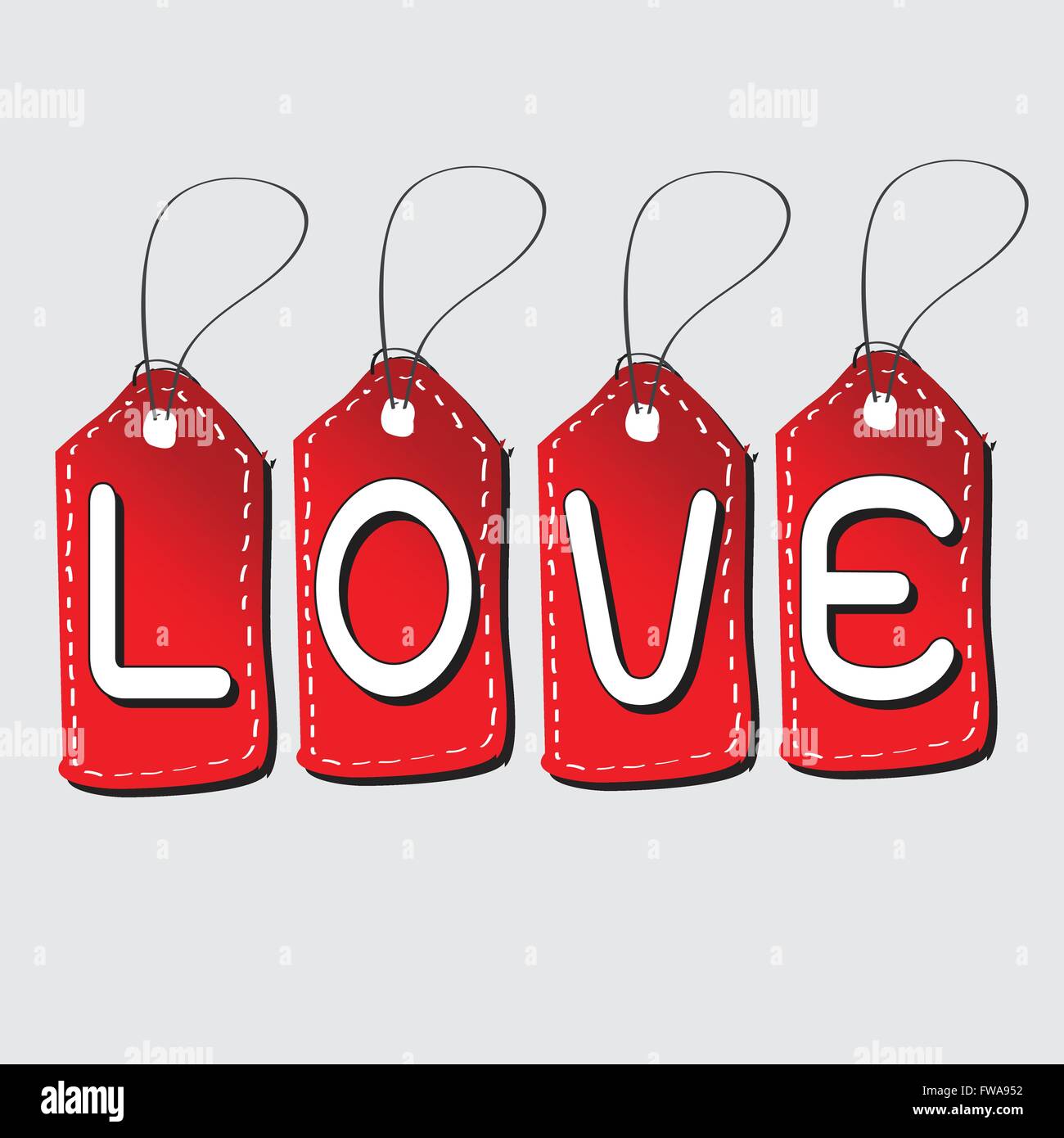 Love Font on Price Tag for Happy Valentines day Stock Vector Image ...