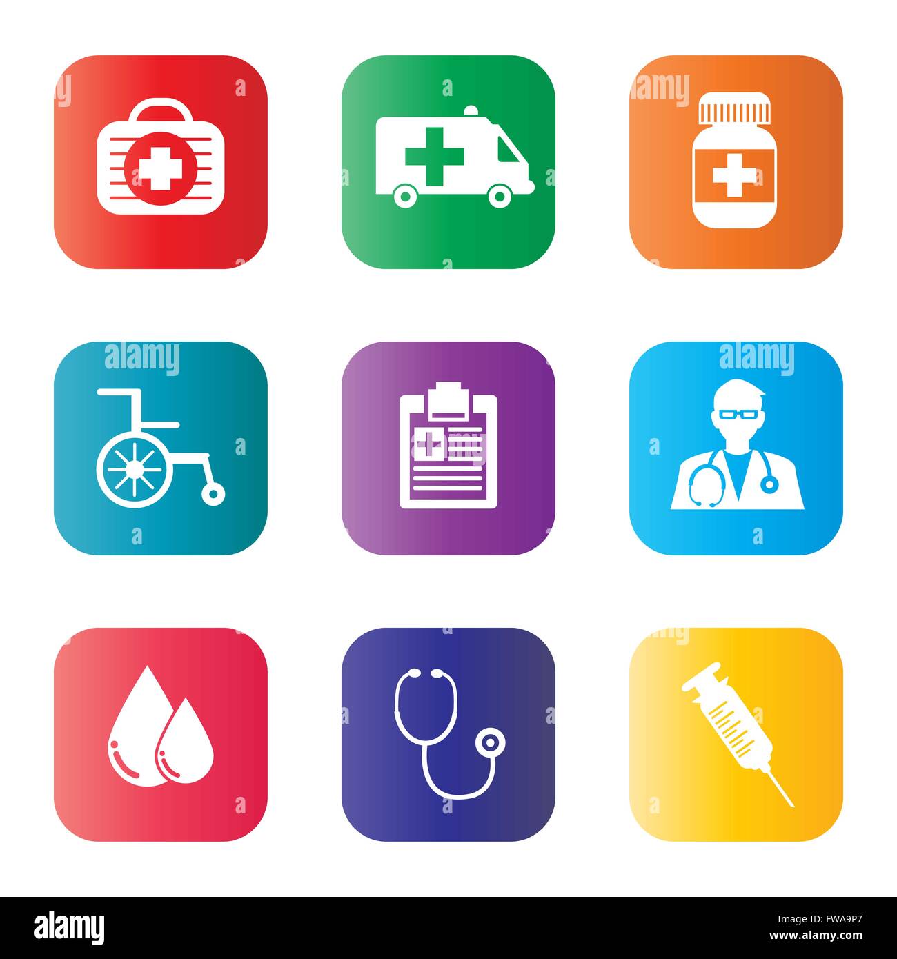 vector color medical icons set on white Stock Vector Image & Art - Alamy
