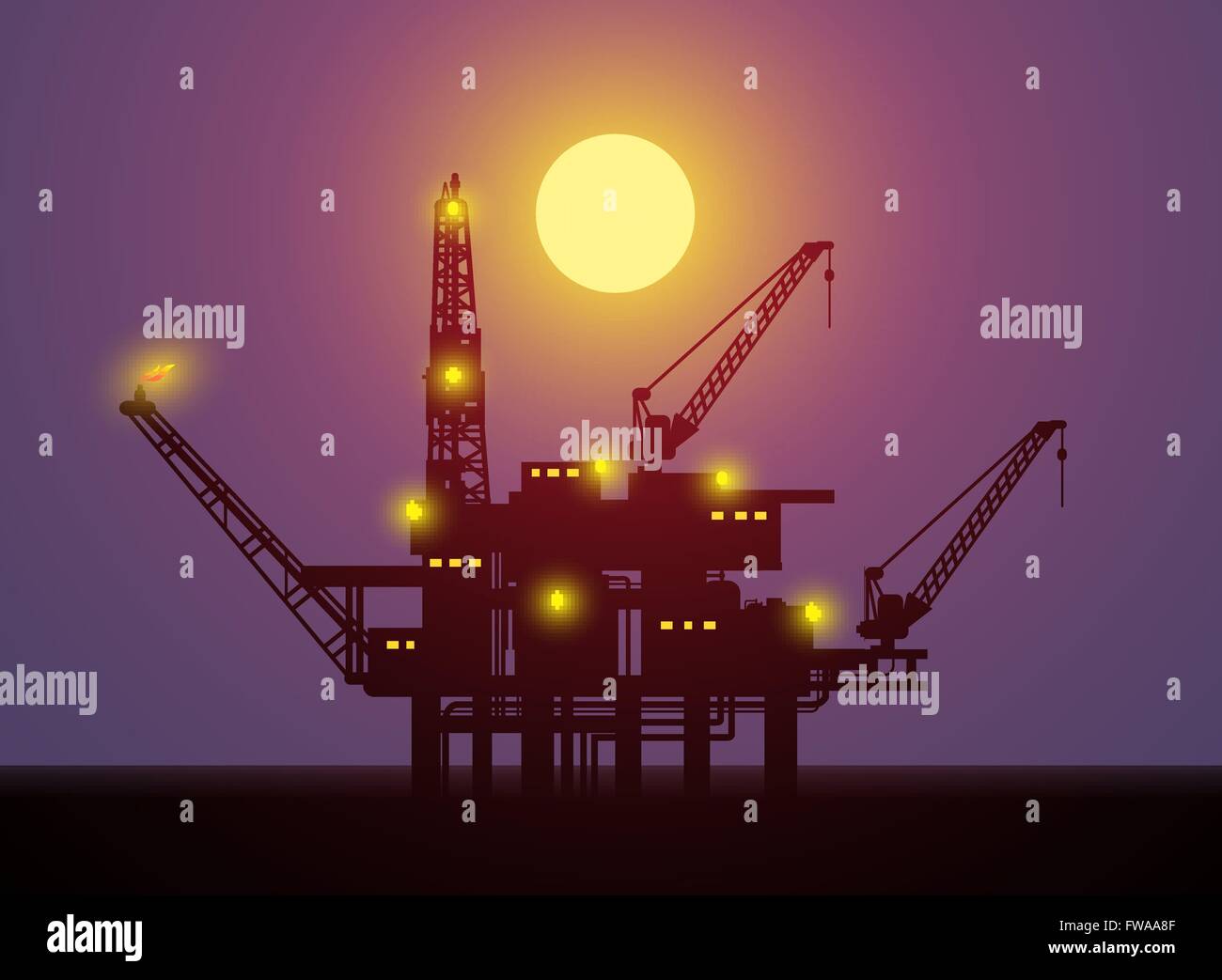 Oil platform on sea Stock Vector Images - Alamy