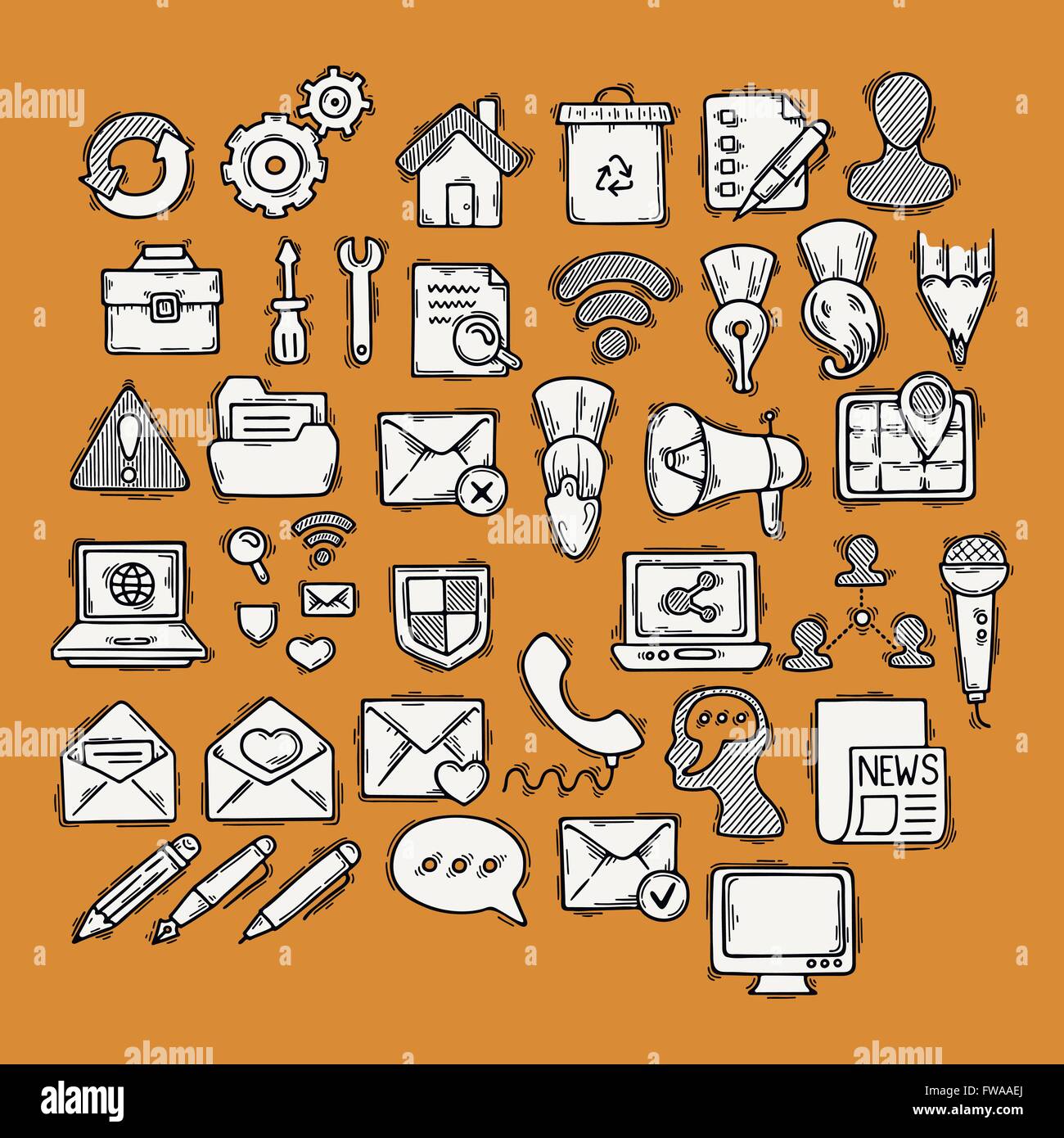 Set of doodle web, computer and drawing icons Stock Vector Image & Art ...