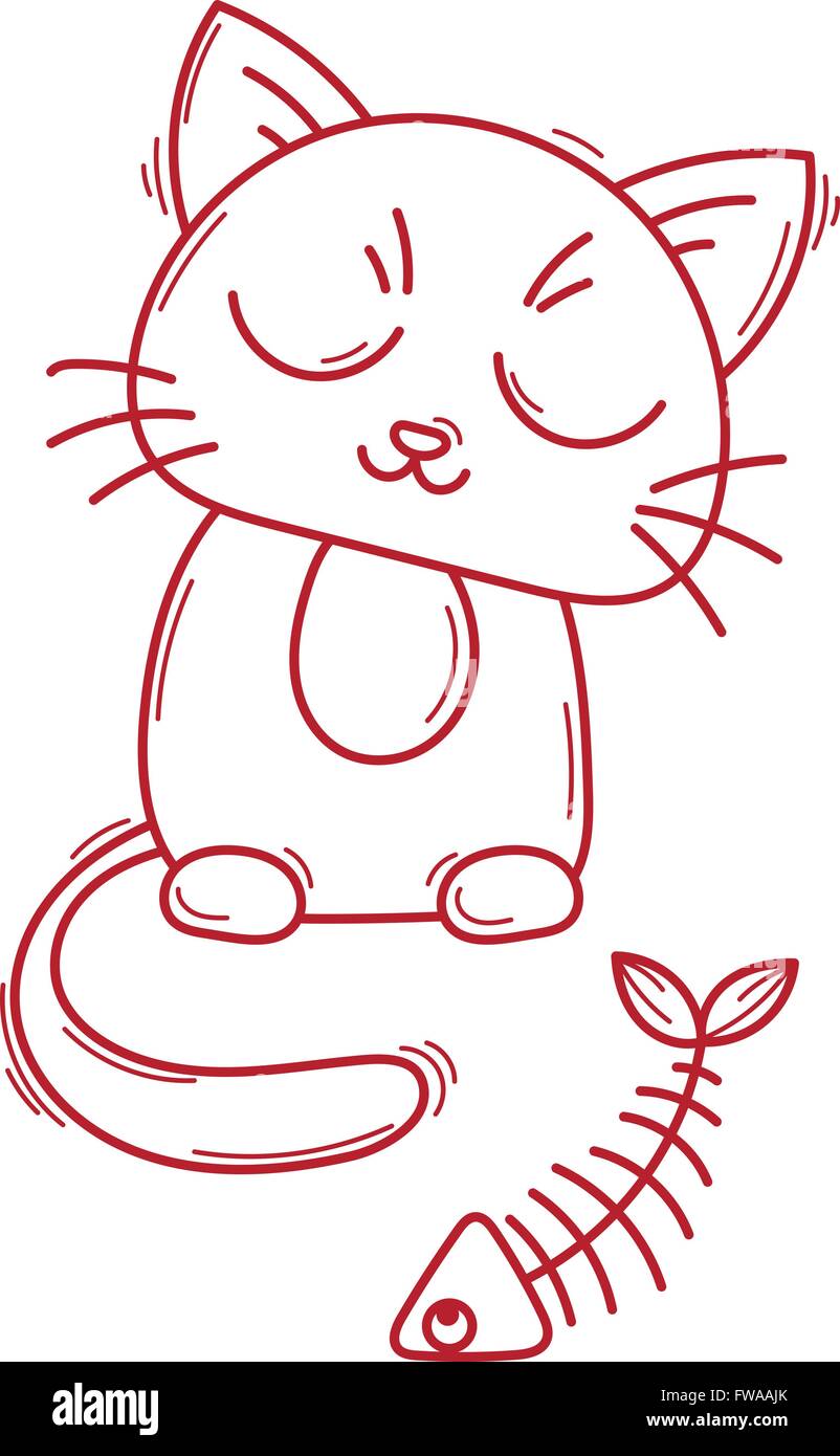 Cute cat character. Satisfied fed kitten Stock Vector Image & Art - Alamy
