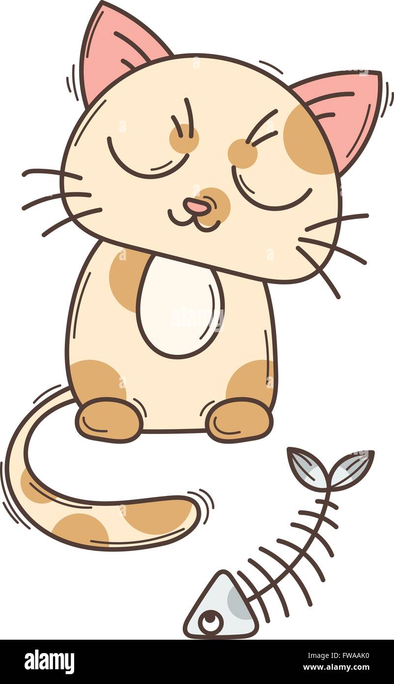 Cute cat character. Satisfied fed kitten Stock Vector Image & Art - Alamy