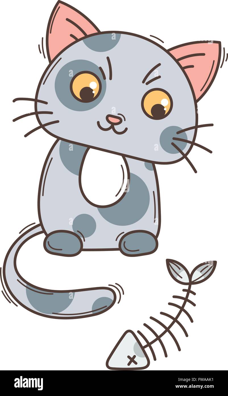 Cute cat character. Satisfied fed kitten Stock Vector Image & Art - Alamy