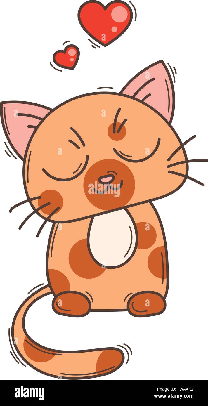 Cute cat character. Satisfied fed kitten Stock Vector Image & Art - Alamy